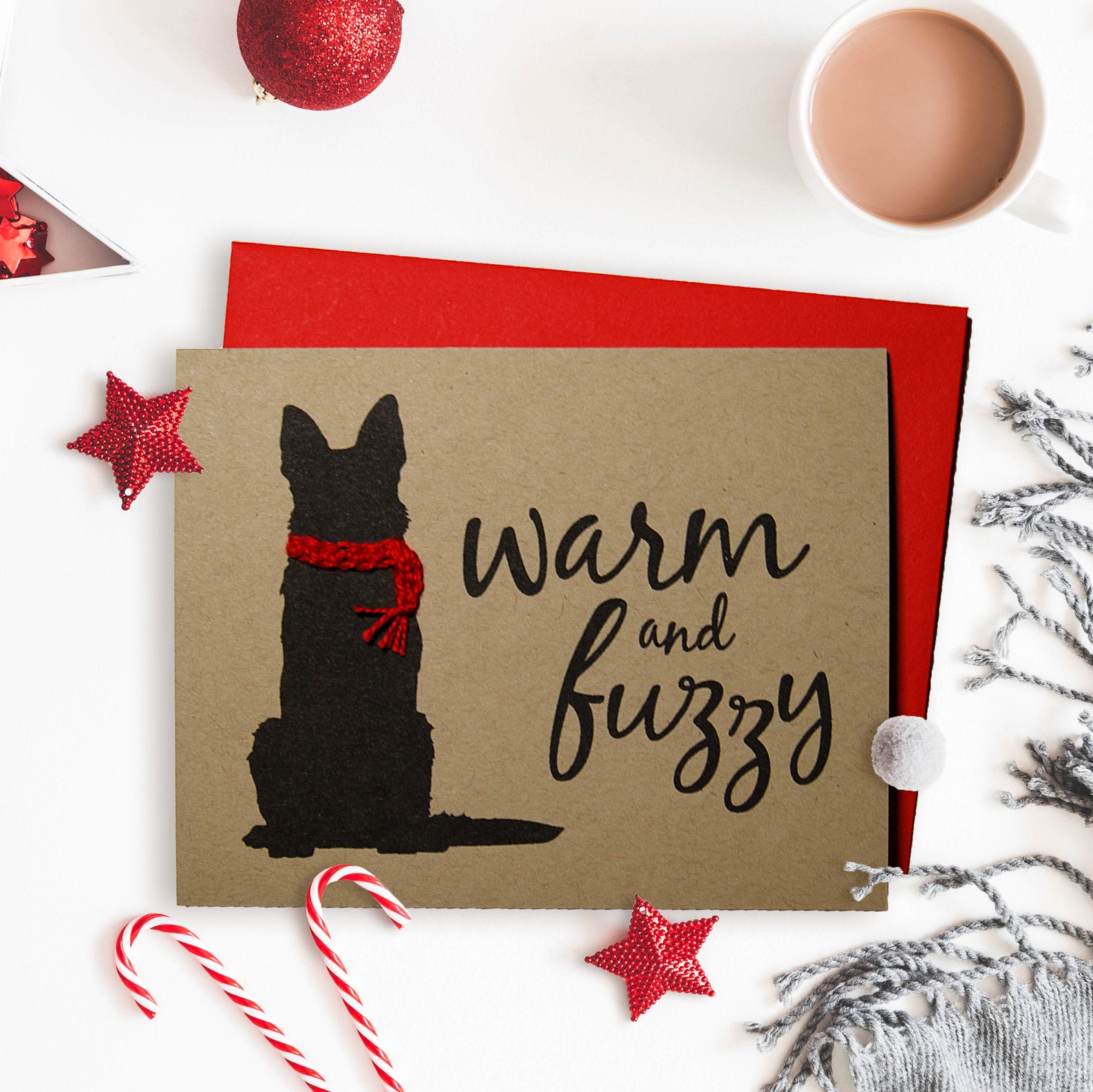 German Shepherd Christmas Card Dog Holiday Card Hand Knit - Etsy