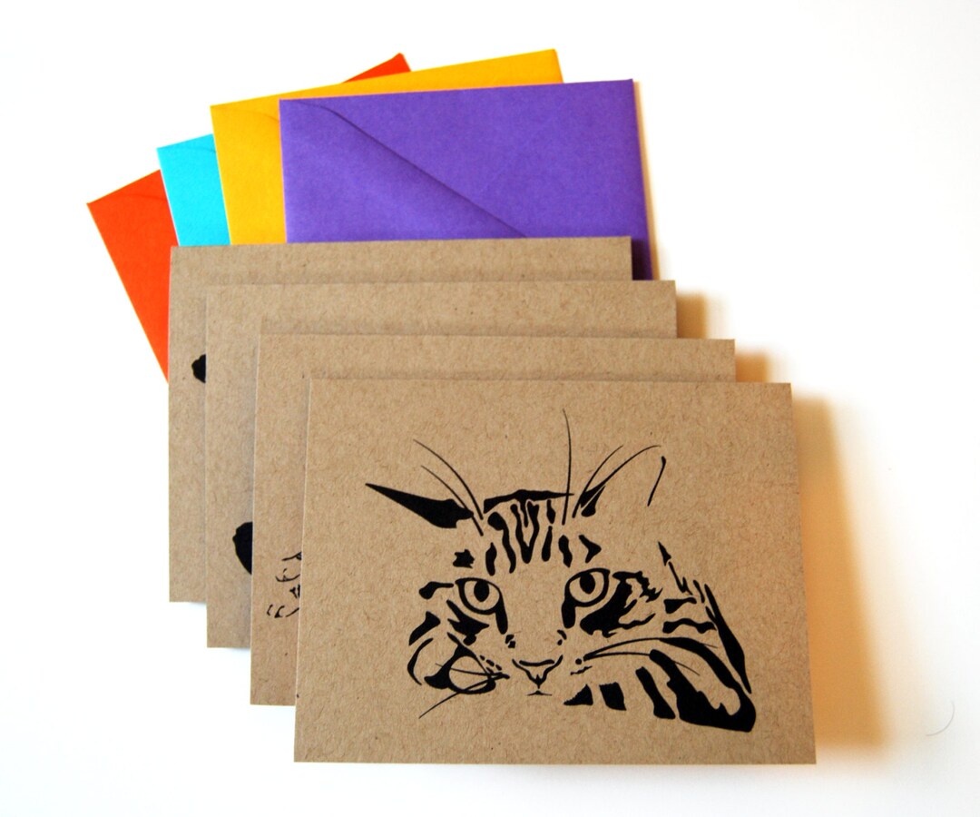 Cat Card Set, Blank Cards, Chill Cats, Tabby Cats - Etsy