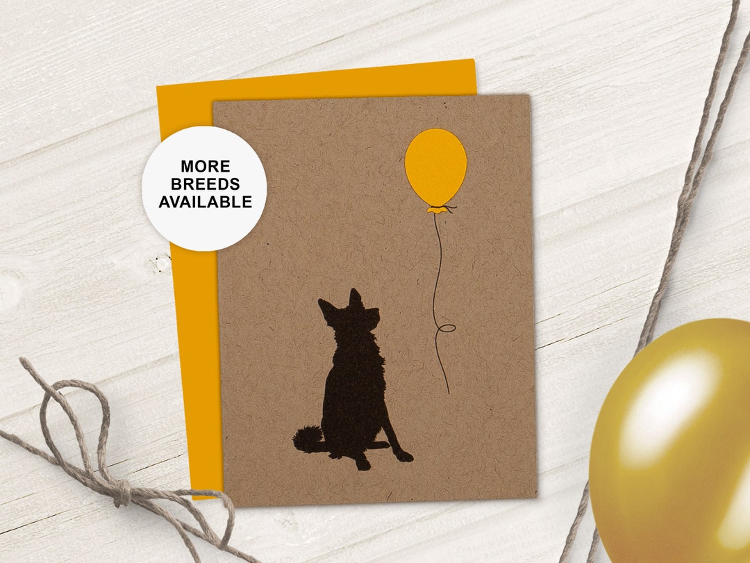 German Shepherd Birthday Card, Congratulations Card, Balloon - Etsy