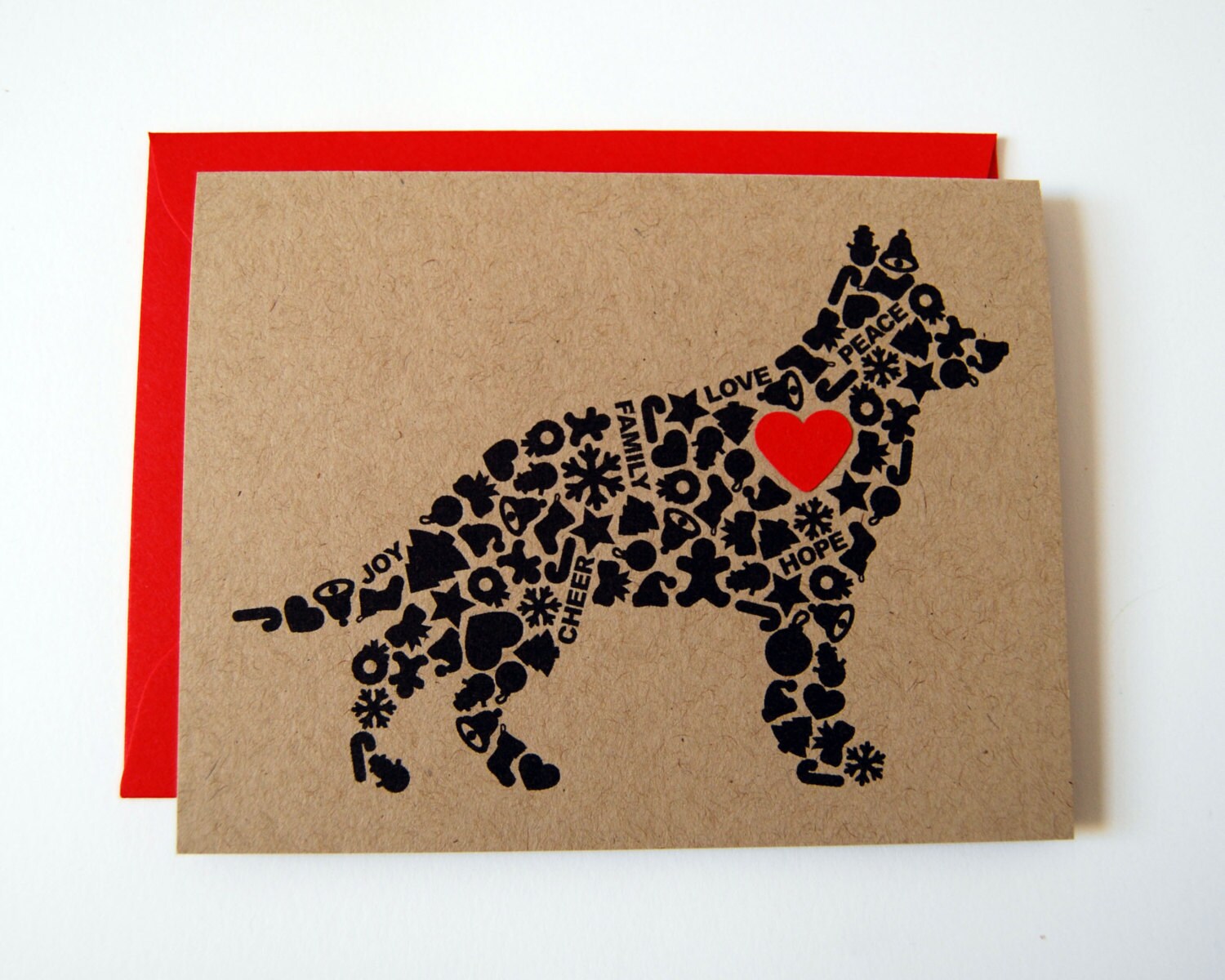 German Shepherd Christmas Card, Dog Holiday Card, Holiday Icons Card ...