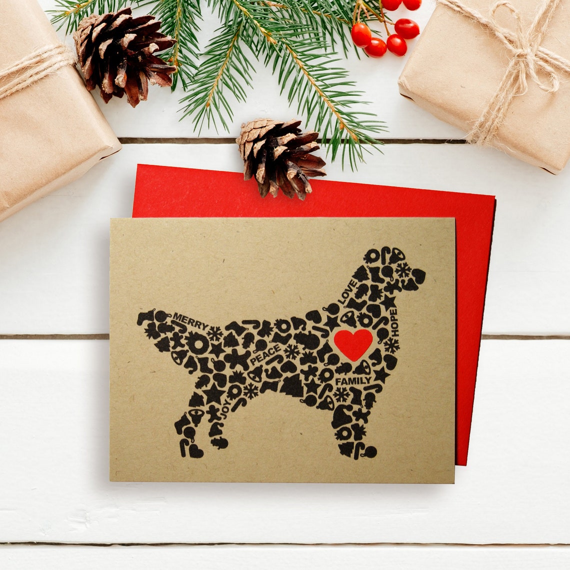 Golden Retriever Christmas Card Dog Holiday Card Holiday - Etsy