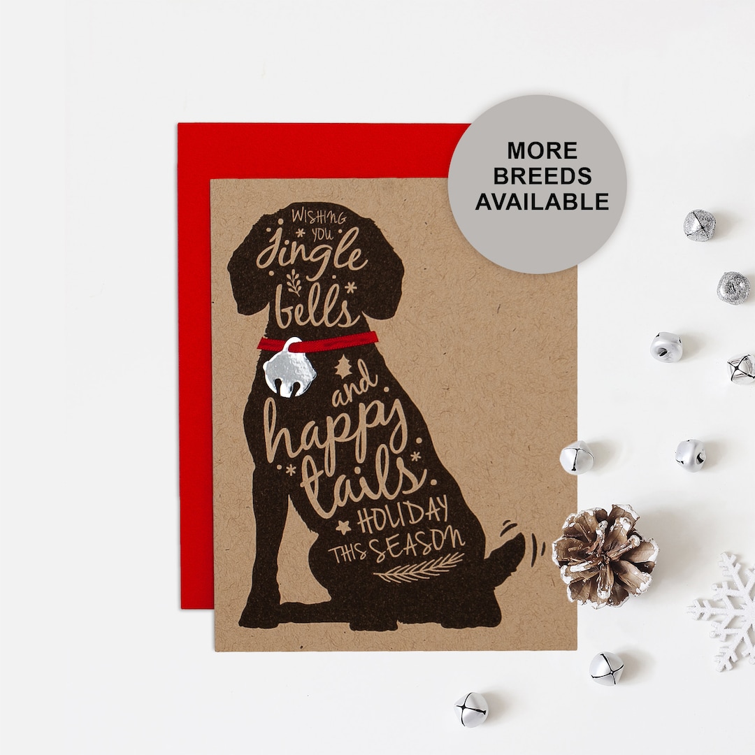 Beagle Christmas Card, Dog Holiday Card, Jingle Bell, Single Card, Set ...