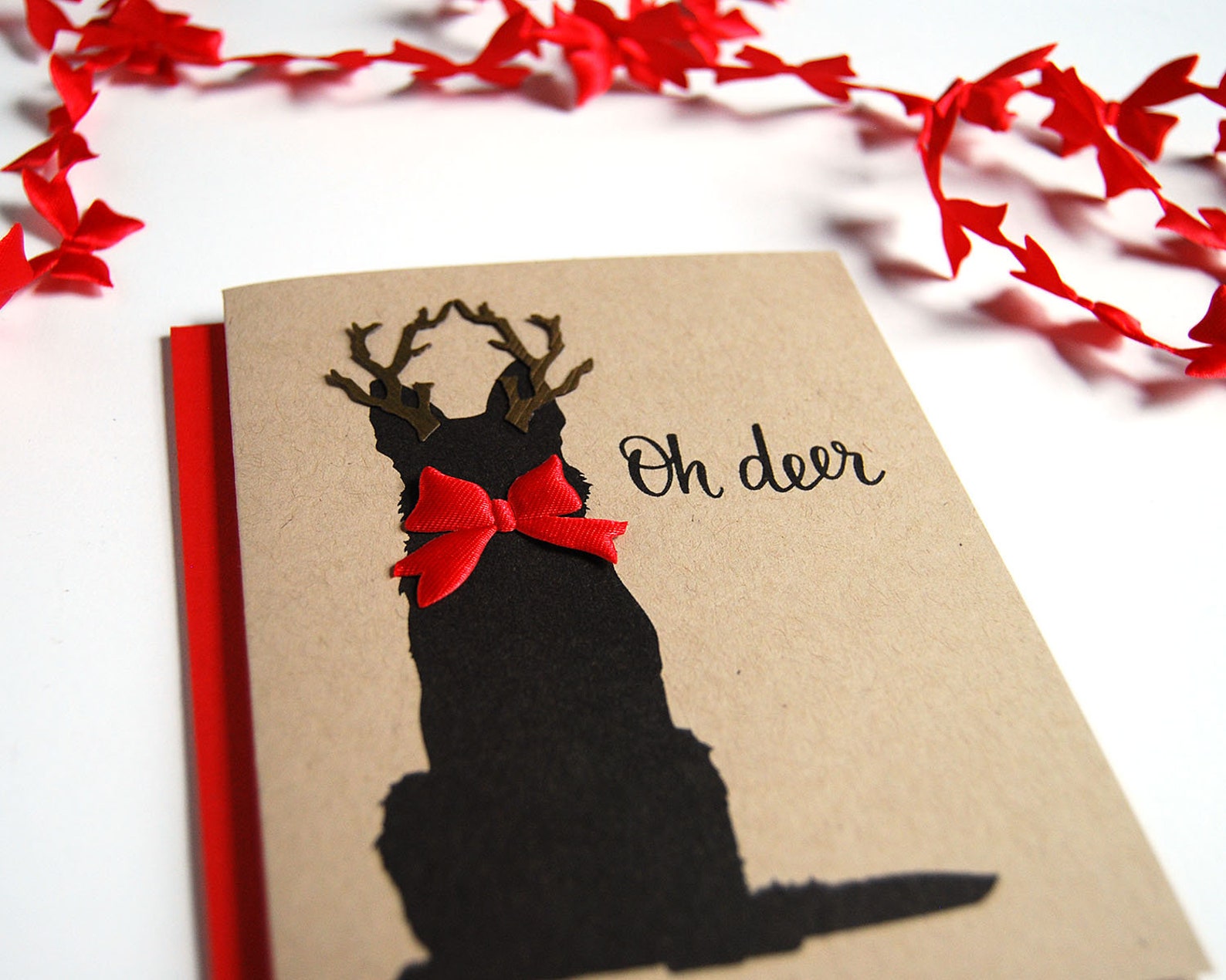 German Shepherd Christmas Card Dog Holiday Card Antlers - Etsy