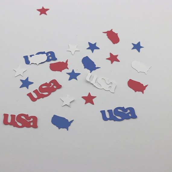 USA Confetti Patriotic Red White & Blue Party Confetti 80pcs. - Etsy