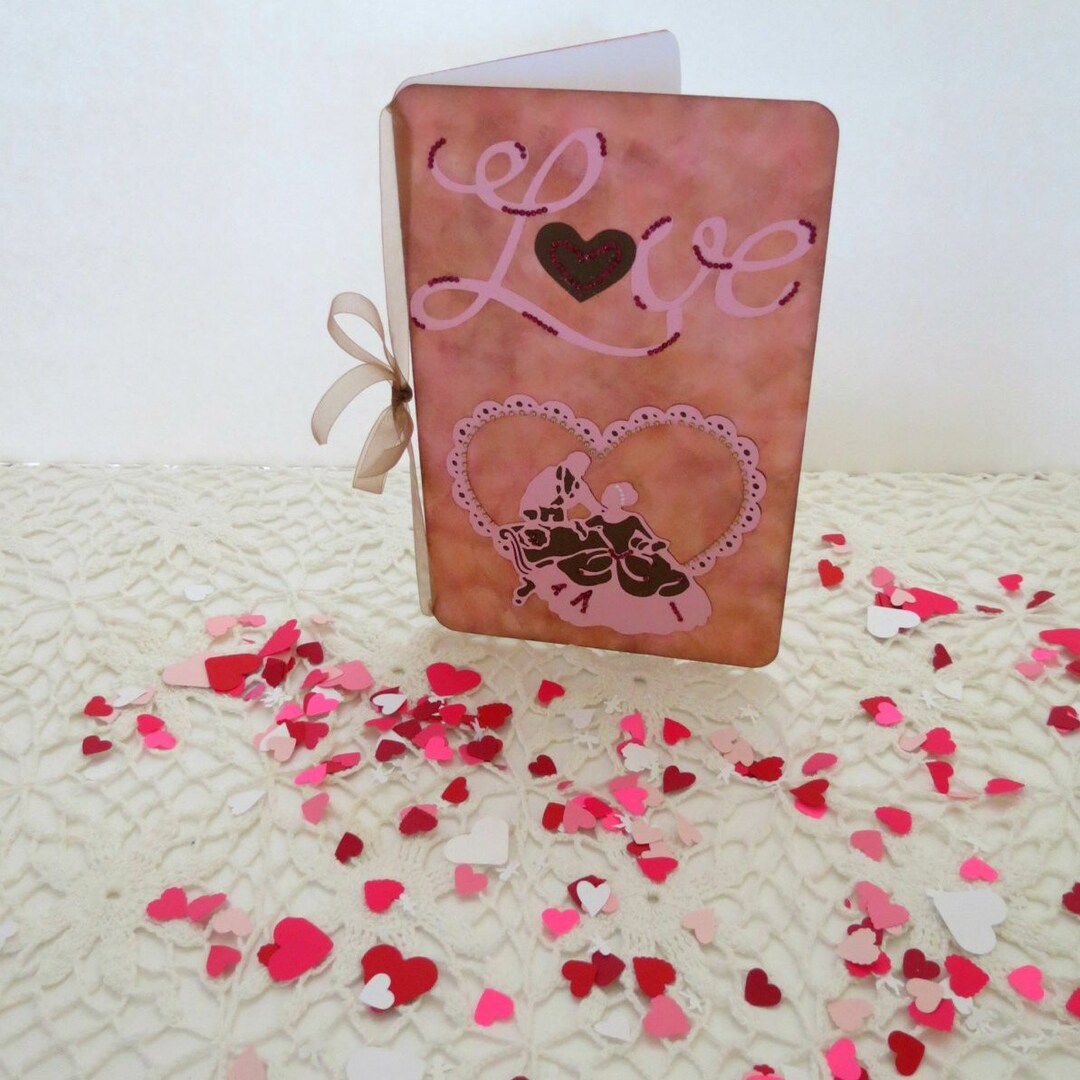 Dancing Couple Valentine Card With Sweetheart Confetti Bling OOAK Hand ...
