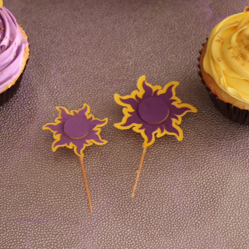 Tangled/rapunzel Cupcake Toppers Set of 12 Purple and Yellow - Etsy
