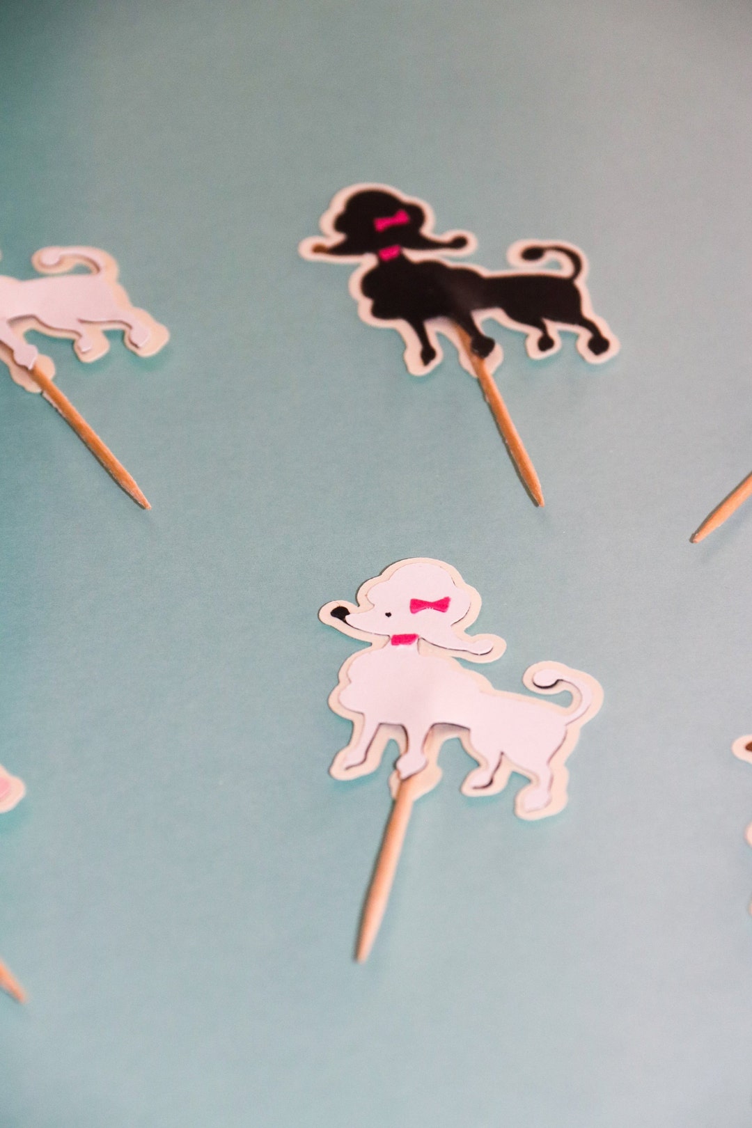 Poodle Cupcake Toppers 12 Pieces Animal Dog Pawty French Poodles Pink ...