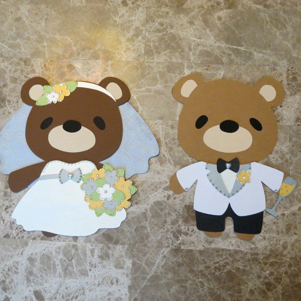 Bride and Groom Teddy Bear Wedding Wall Decor Bridal Gift | Etsy