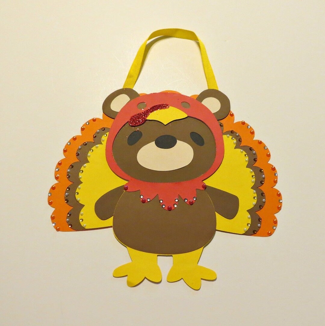 Teddy Bear as Turkey Thanksgiving Fall Wall Door Decor Autumn Decor ...