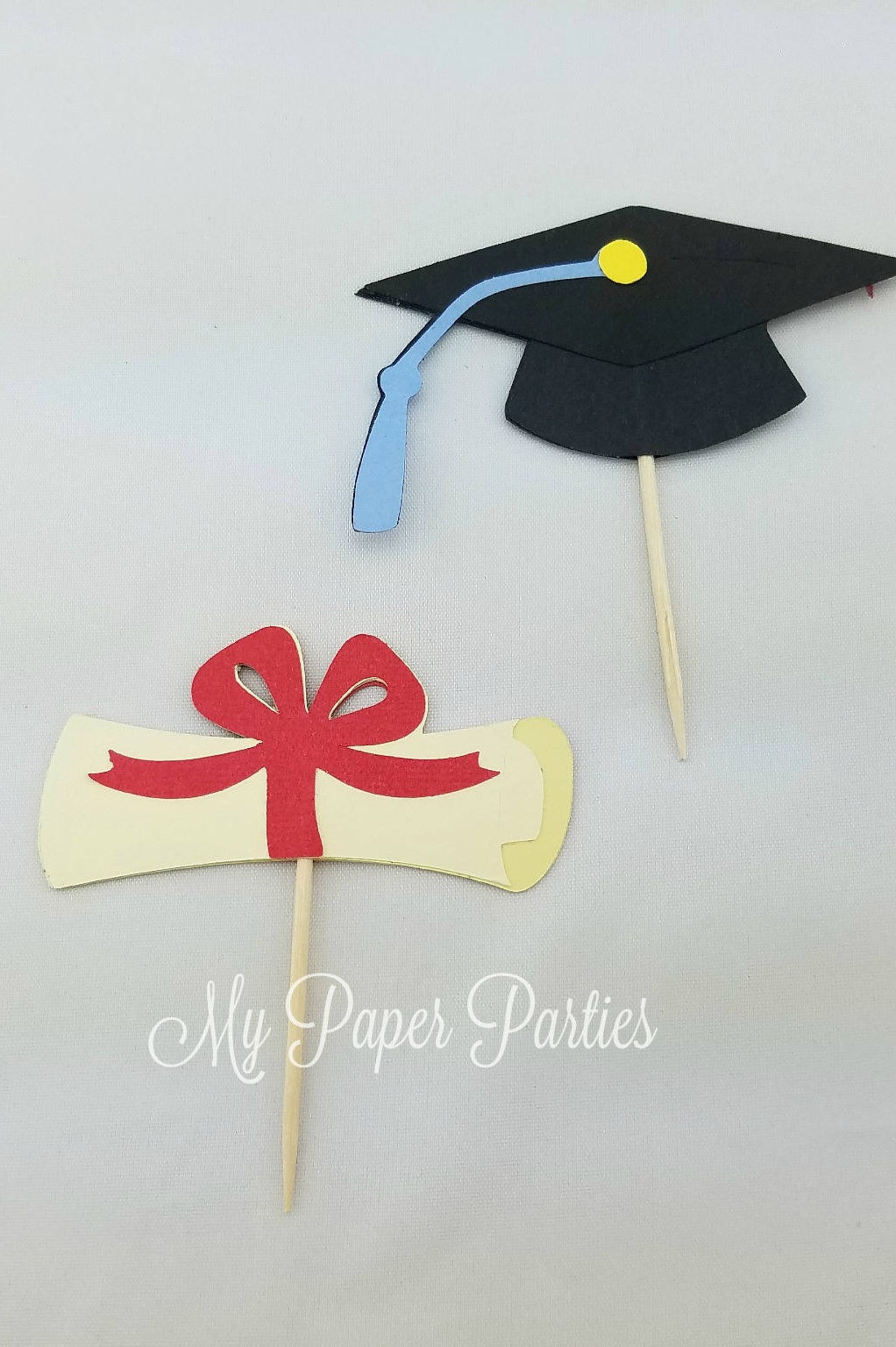 Graduation Cap and Diploma Cupcake Toppers Can Be Customized - Etsy