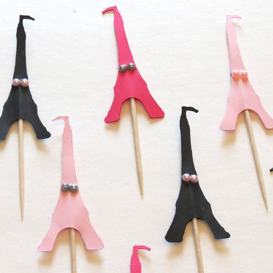 Eiffel Tower Cupcake Toppers French Paris Party Cupcake - Etsy