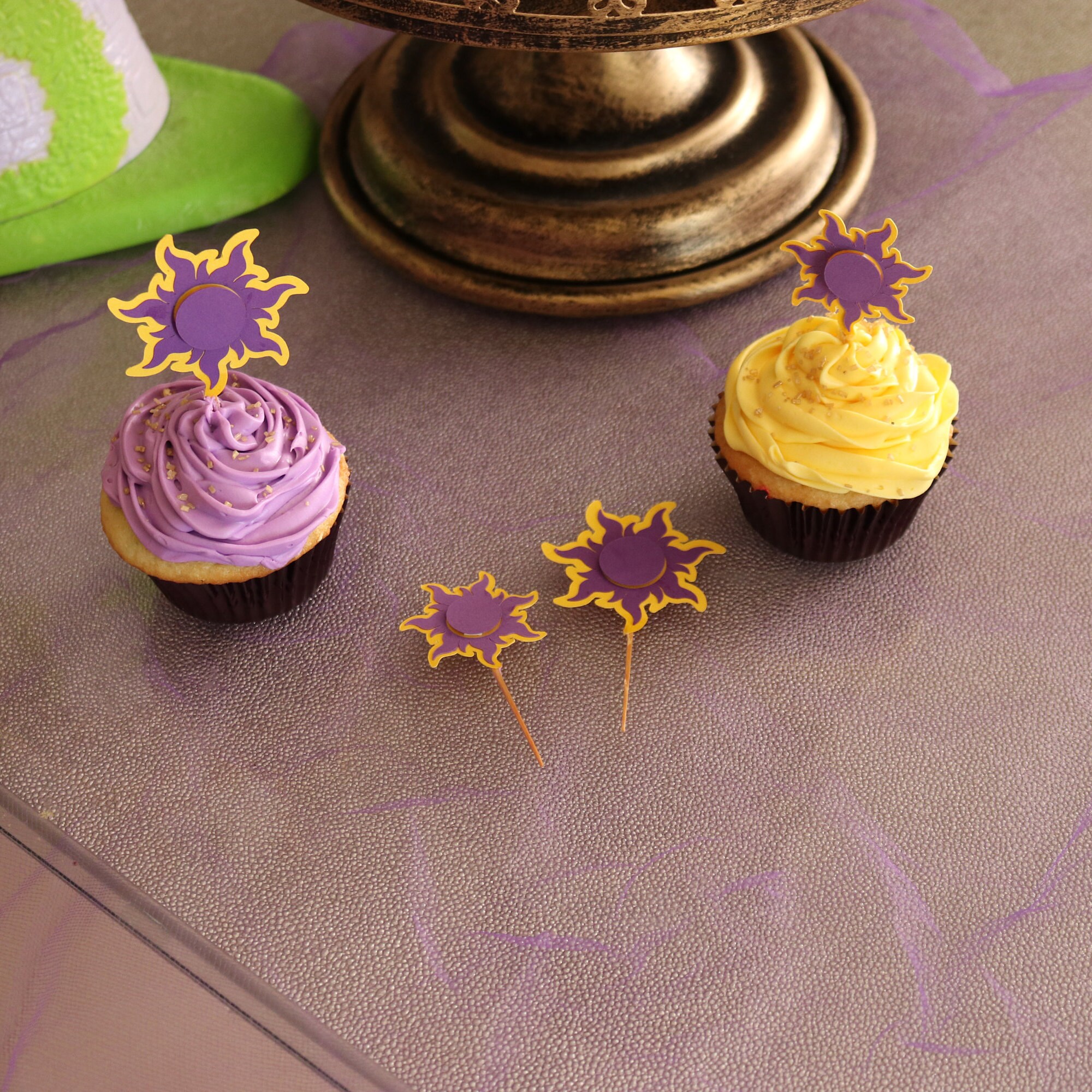 Tangled/rapunzel Cupcake Toppers Set of 12 Purple and Yellow | Etsy