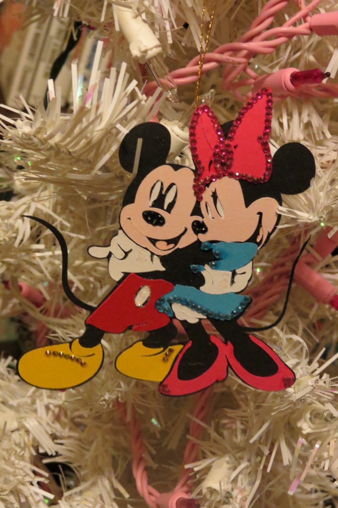 Mickey and Minnie Mouse Hugging Hanging Ornament - Etsy