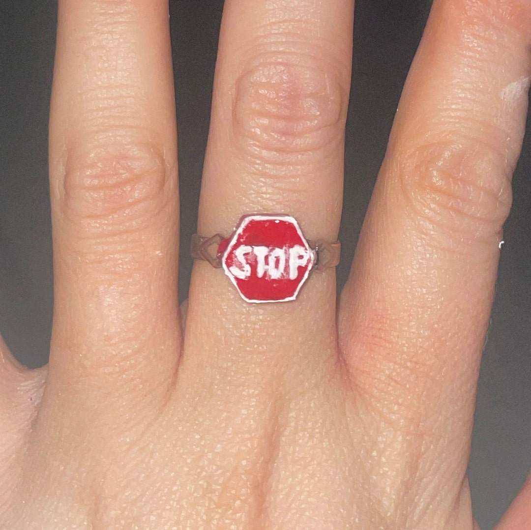 Stop Sign Adjustable Ring - Etsy