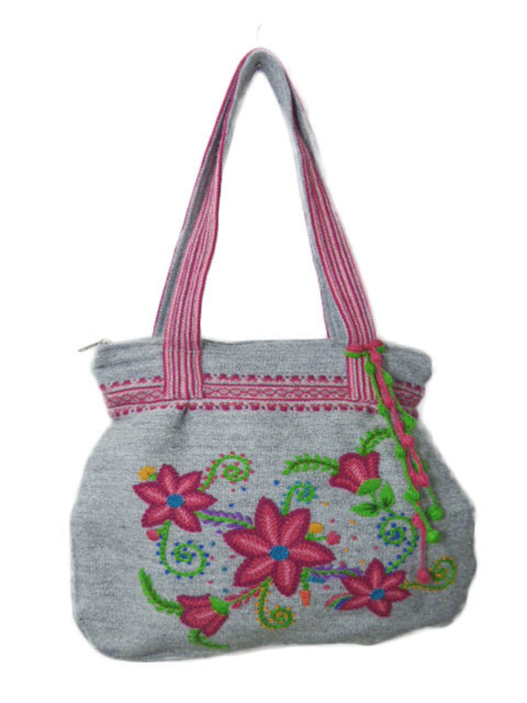 Peruvian Exclusive Alpaca Blend Andean Embroidered Floral Handbag ...