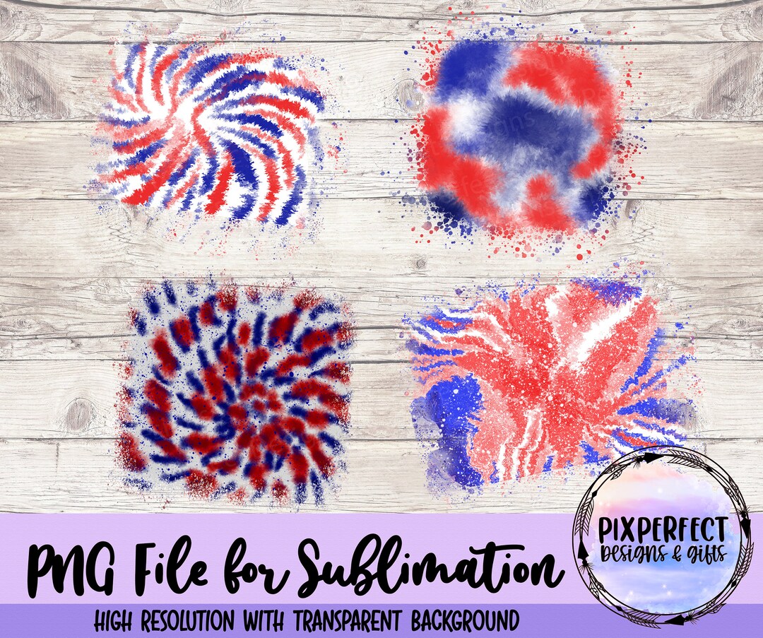 Patriotic Tie Dye Patches PNG: Red White Blue Sublimation (digital ...