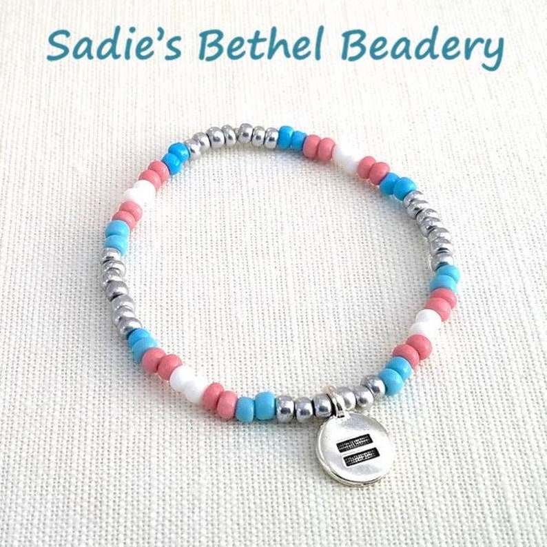 Stretch Bracelet With Transgender Flag Beads and Equality Charm - Etsy