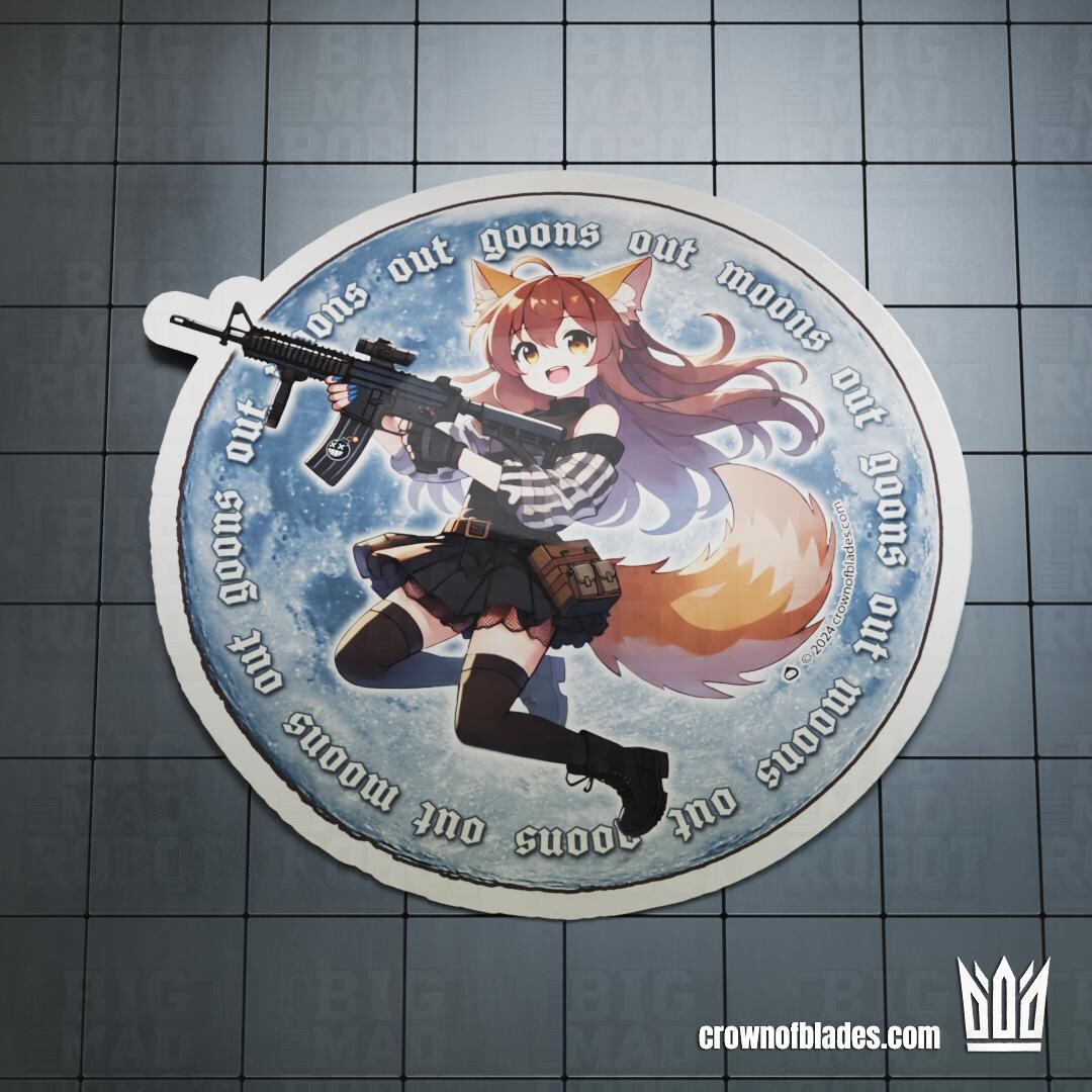 3x3 Cat Girl Moons Out Goons Out Kiss-cut Stickers, Lunar Night Laptop ...