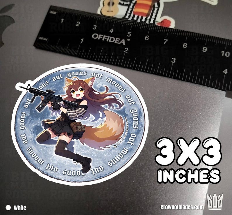 3x3 Cat Girl Moons Out Goons Out Kiss-cut Stickers, Lunar Night Laptop ...