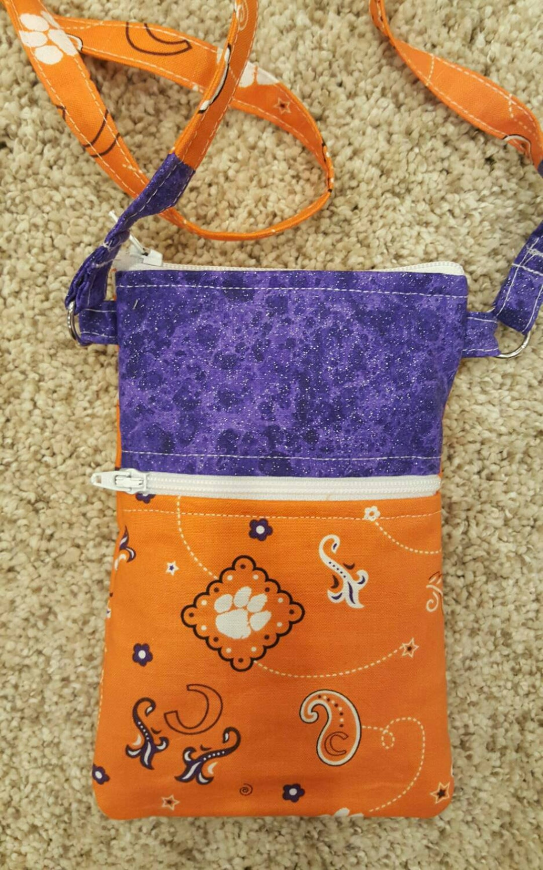 Clemson University/clemson Tigers/cell Phone Purse/neck Purse/handmade ...