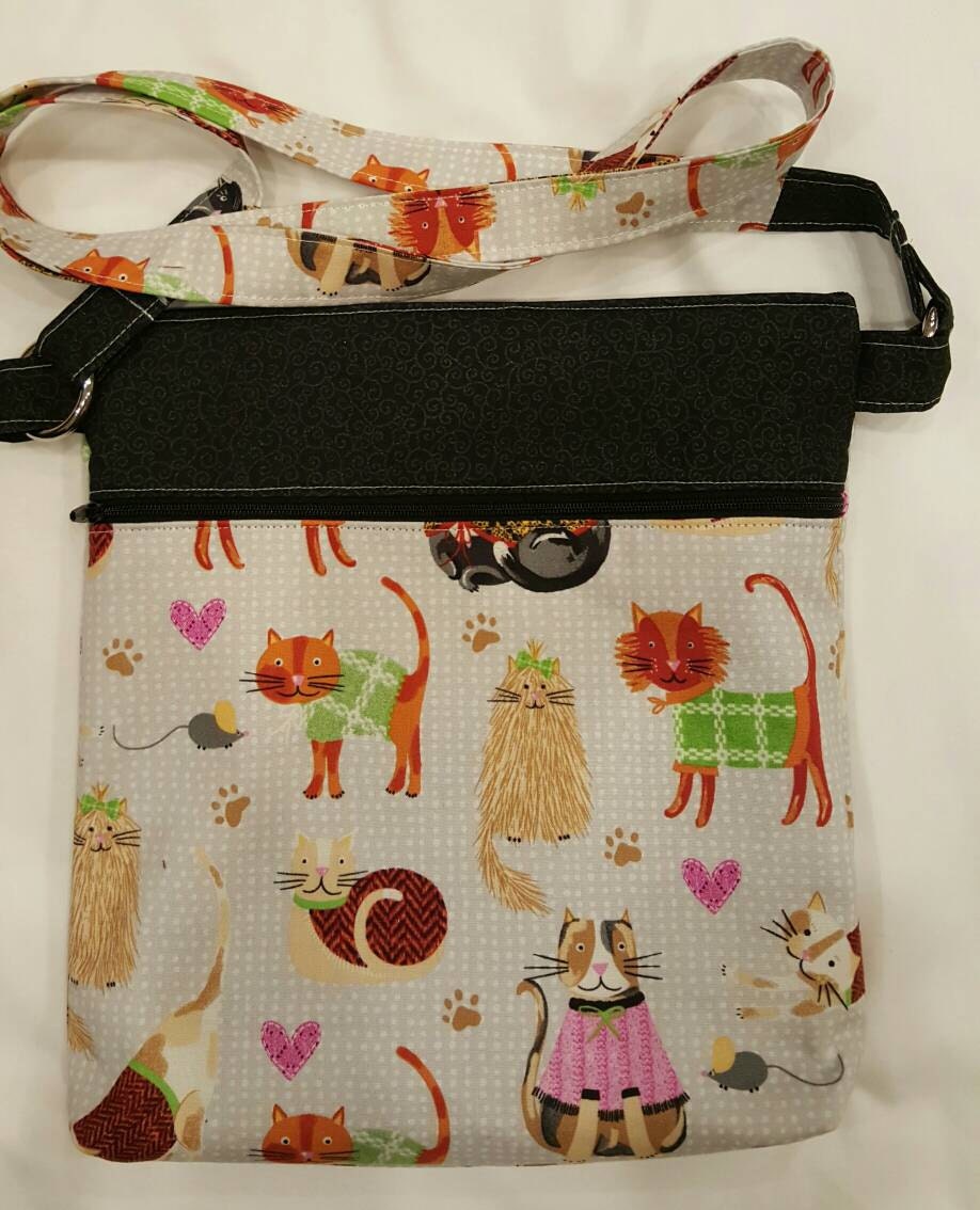 Handmade "cat Lovers" Print Crossbody Purse - Etsy
