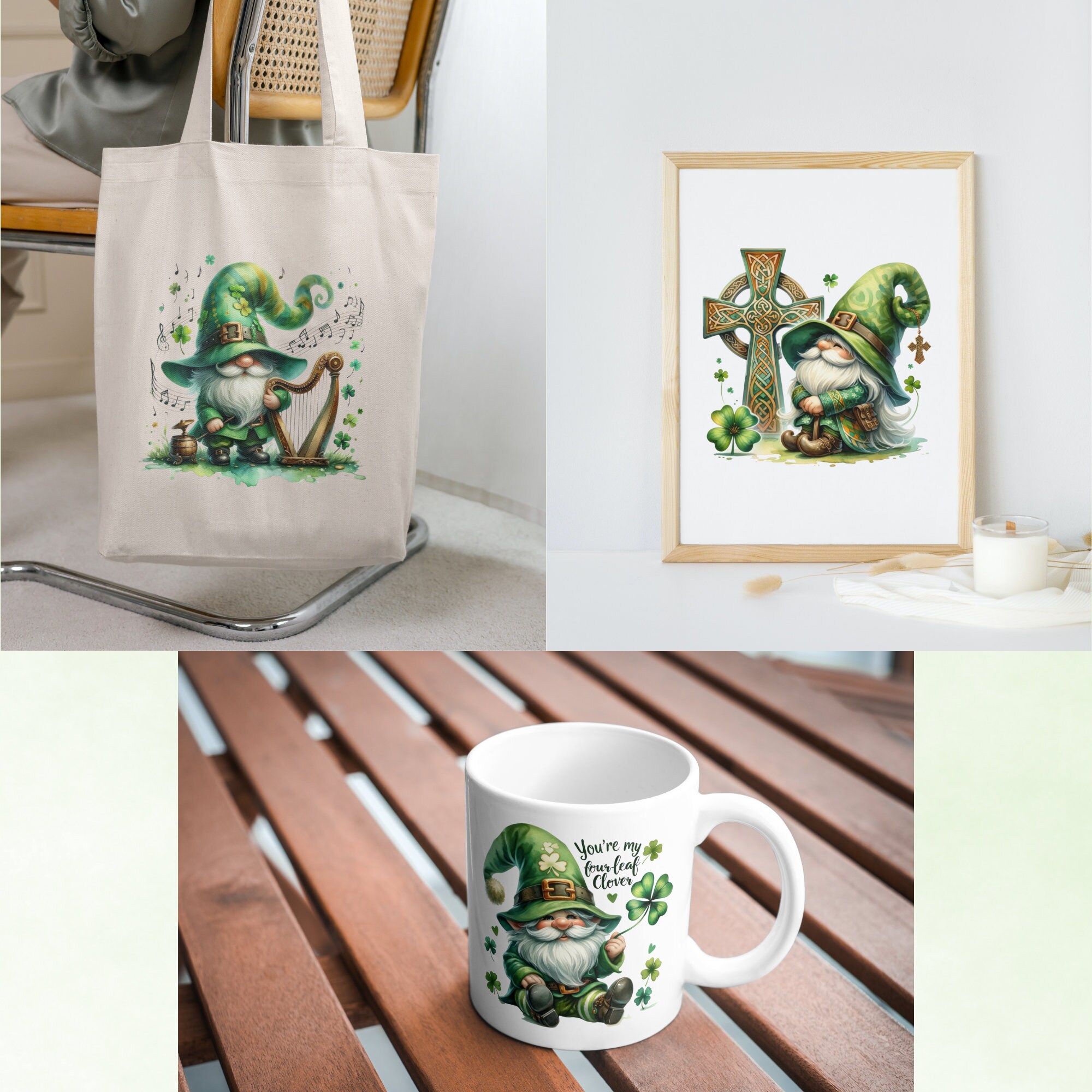 Watercolor St Patricks Day Gnomes Clipart Bundle, Cute St Patrick Day ...