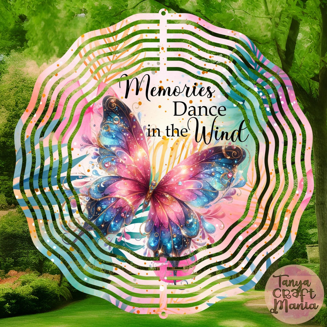 Butterfly Wind Spinner PNG, Memorial Wind Spinner Sublimation Design ...