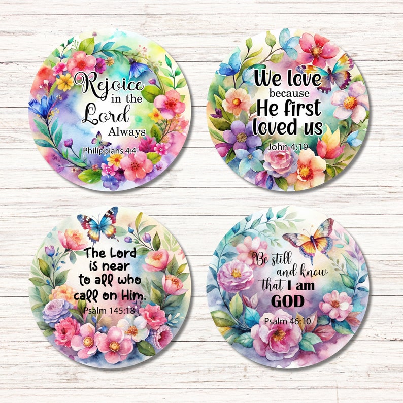 Christian Car Coaster PNG Sublimation Designs: Bible Verse Quotes ...
