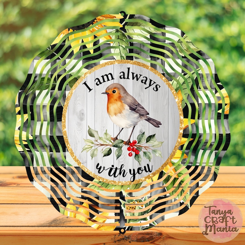Robin Memorial Wind Spinner Sublimation Design: Sunflower Plaid (JPG ...