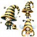 Watercolor Cute Kids in Gnome Bee Hat Clipart Bundle, Bee Girl Png ...