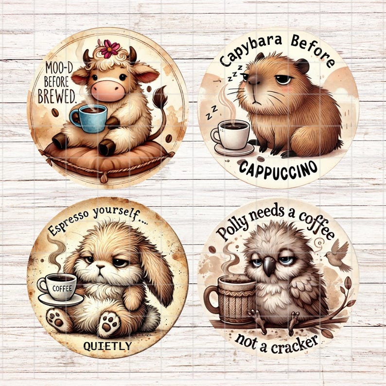 Funny Animal Coffee Coaster PNG Designs: Sarcastic Quotes (digital ...