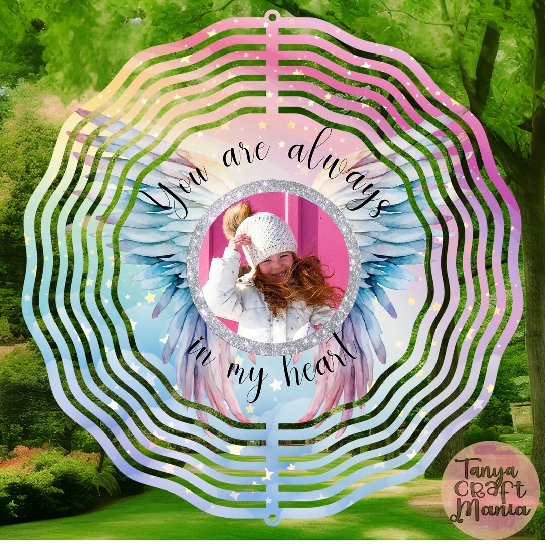 Angel Wings Memorial Wind Spinner: Photo Sublimation Design (PNG) - Etsy