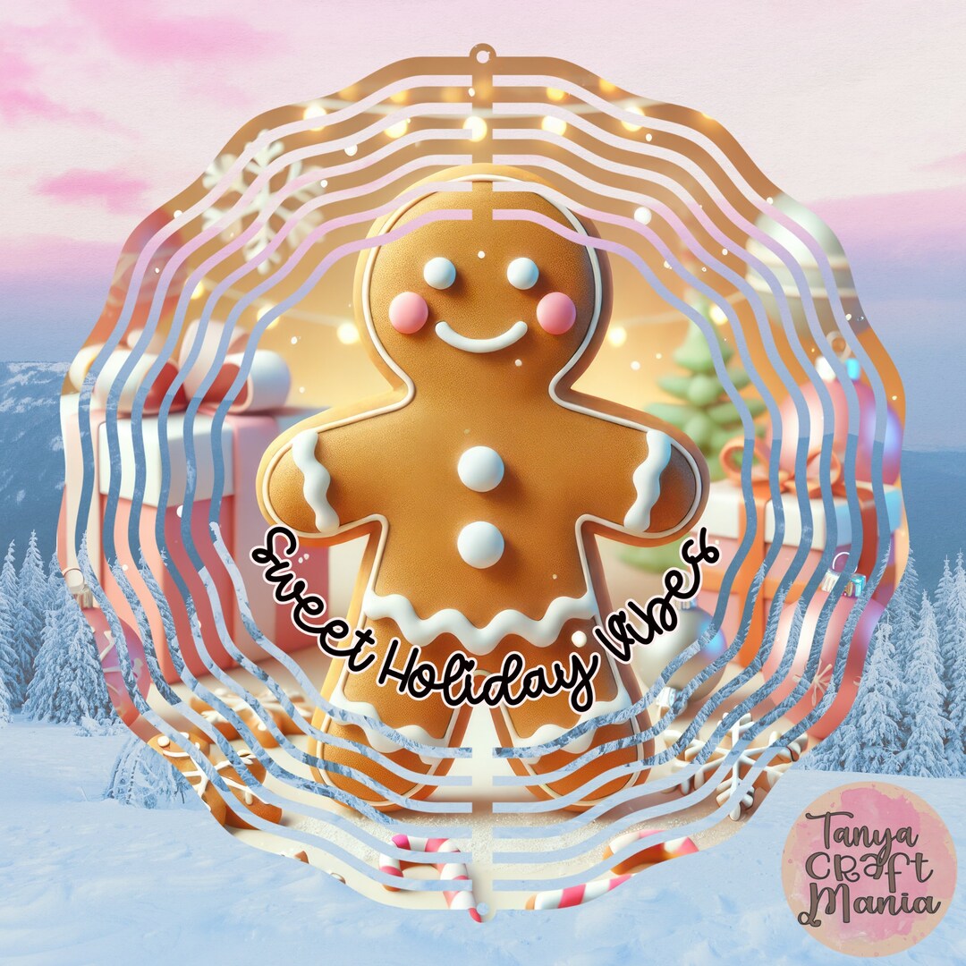 Gingerbread Man Wind Spinner PNG Sublimation Design, Gingerbread ...