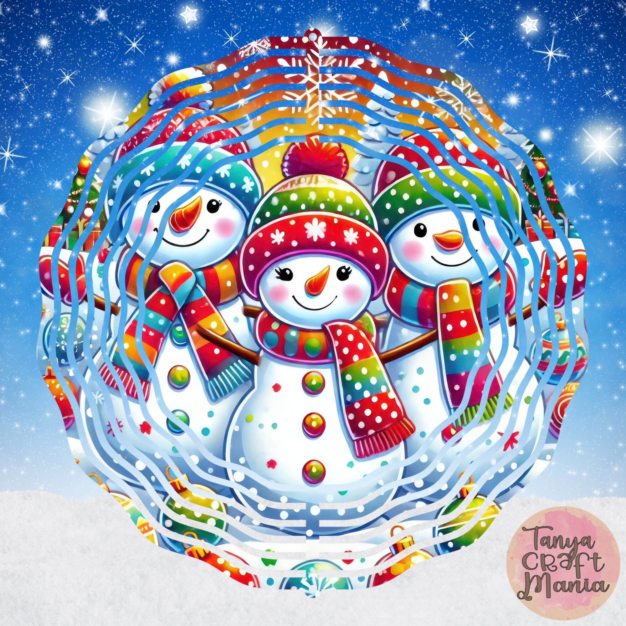 Snowman Wind Spinner PNG Sublimation Design, Christmas Garden Wind ...