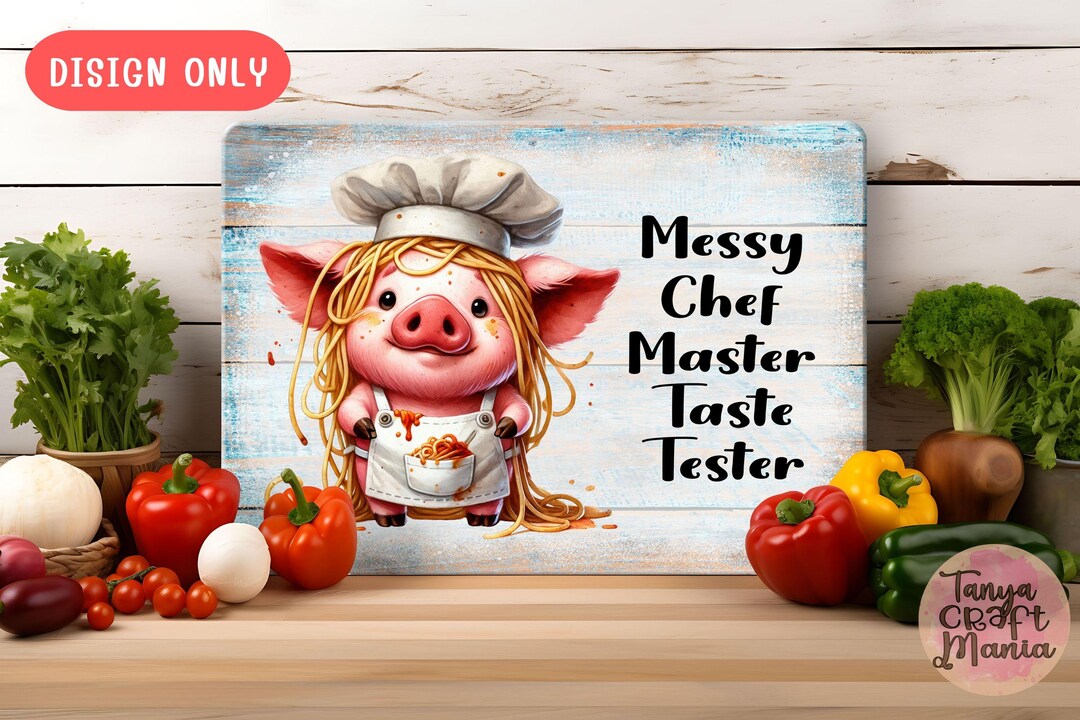 Funny Messy Chef Cute Pig Glass Cutting Board 2 Sublimation Designs JPG ...