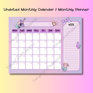 Printable Pastel Purple Planner, Undated Monthly Calendar, Weekly Daily ...