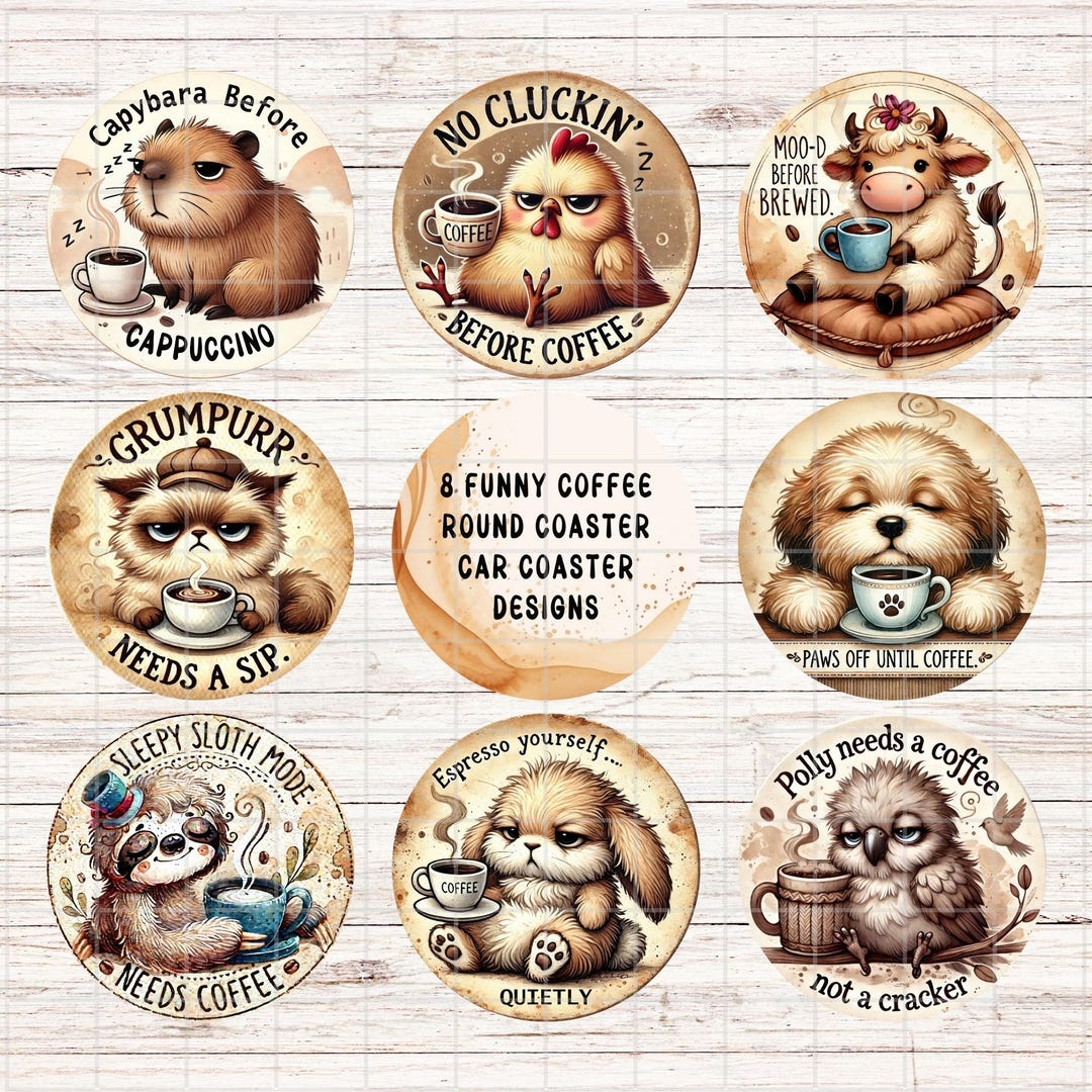 Funny Animal Coffee Coaster PNG Designs: Sarcastic Quotes (digital ...