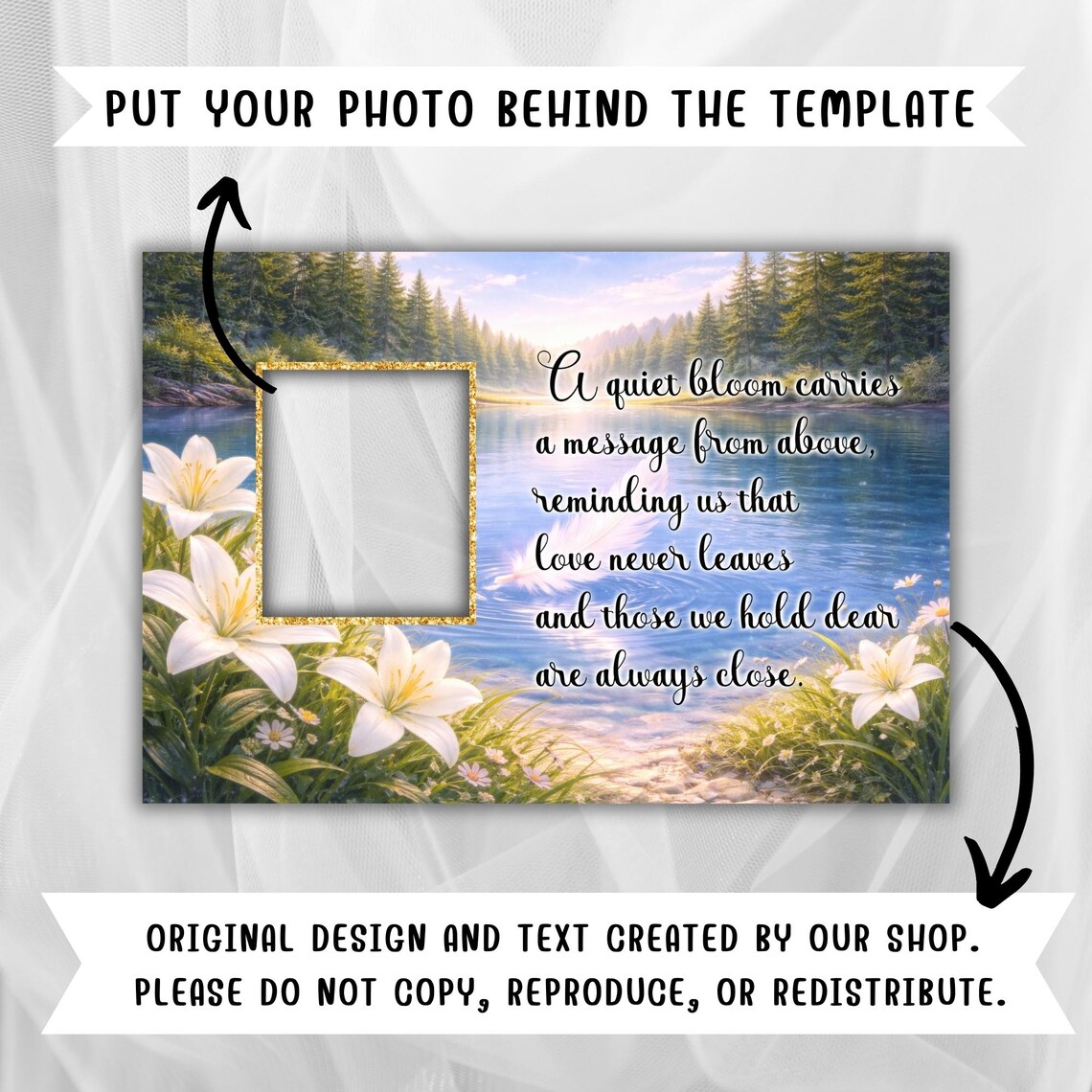 Memorial Photo Slate Template: Angel Feather Lake Remembrance Art ...