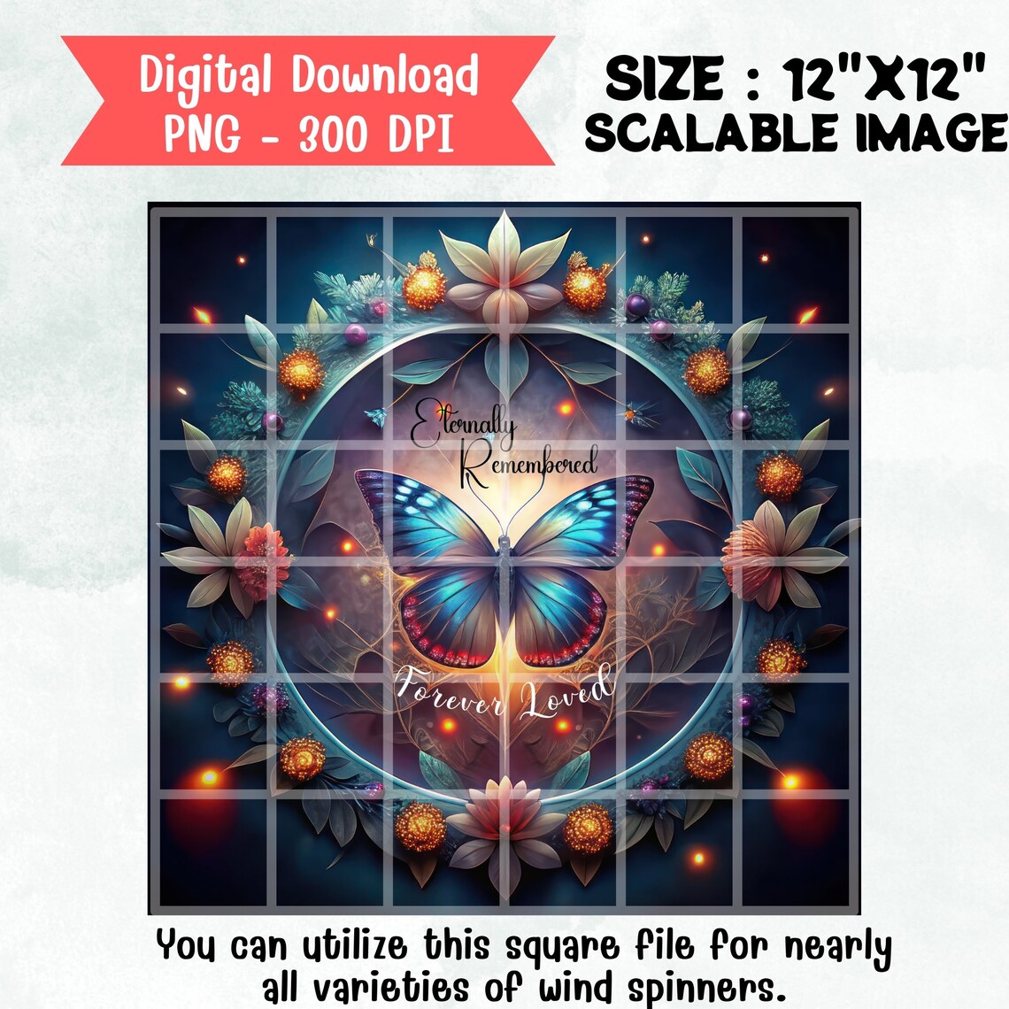 Butterfly Memorial Wind Spinner PNG Sublimation Design (digital ...