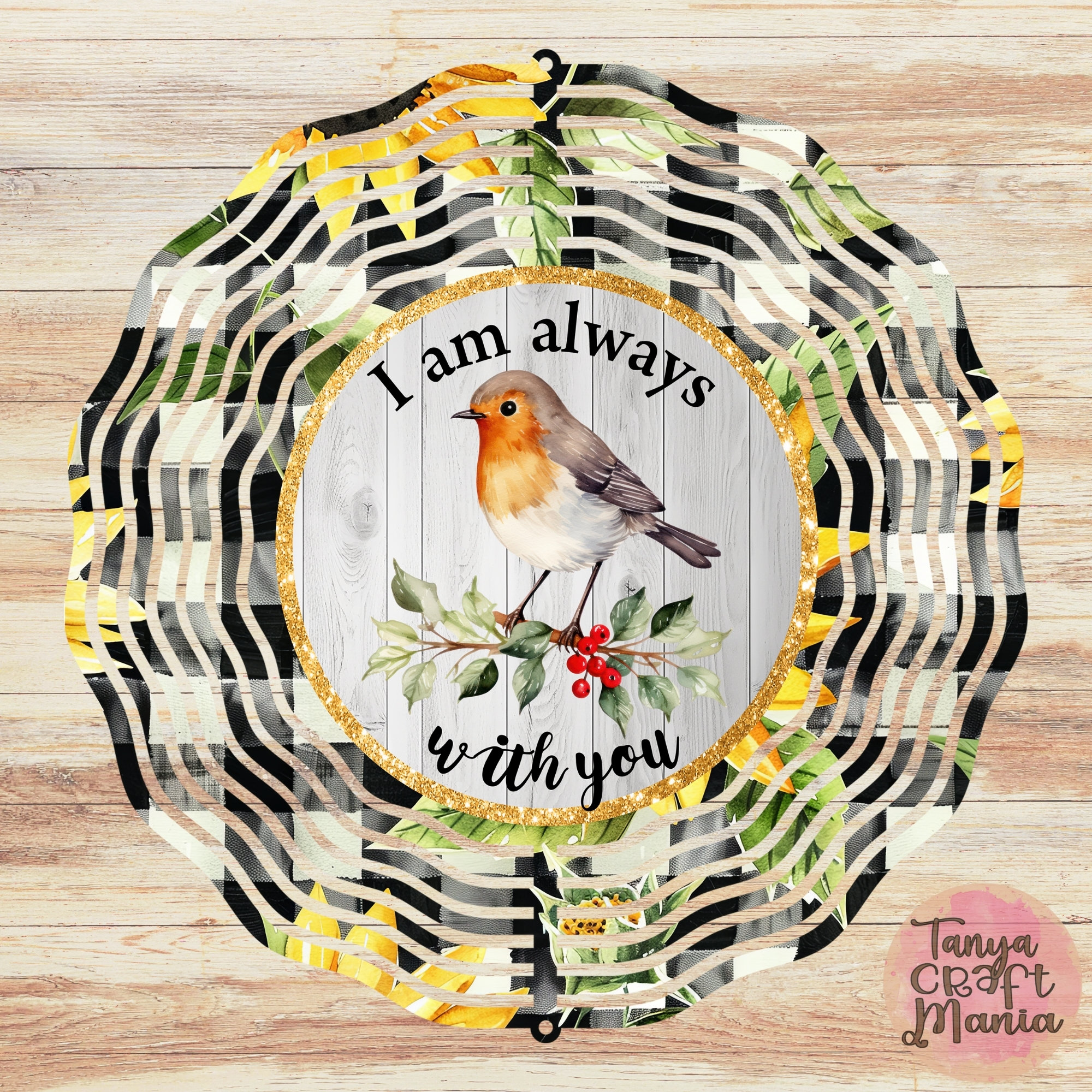 Robin Memorial Wind Spinner Sublimation Design: Sunflower Plaid (JPG ...