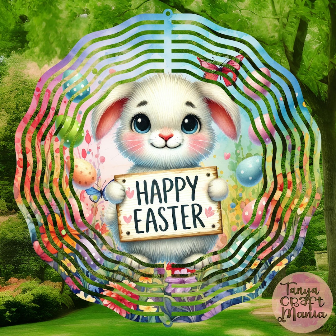 Happy Easter Bunny Wind Spinner PNG, Spring Wind Spinner Sublimation ...