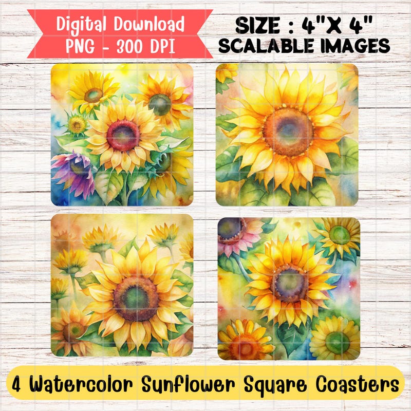 Sunflower Coasters - Etsy