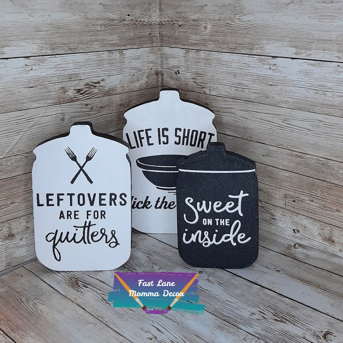 Funny Wooden Mason Jar Kitchen Signs Tiered Tray Decor | Etsy