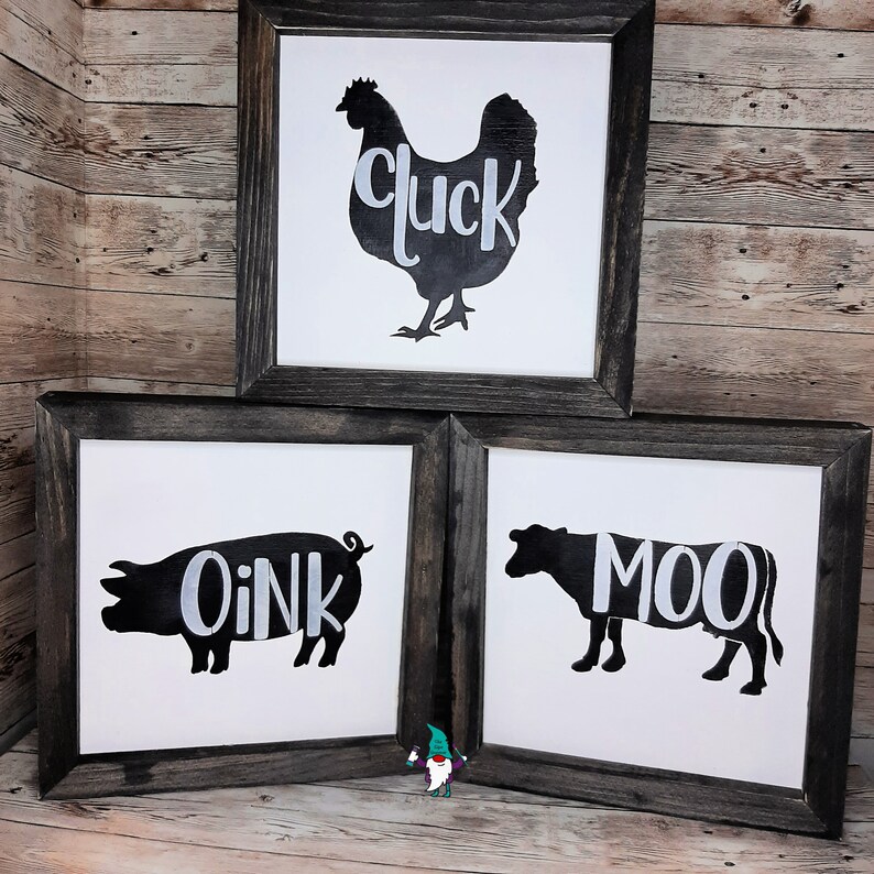 Farm Animals Signs, Farmhouse Kitchen Décor, Cow, Pig, Chicken Sign - Etsy