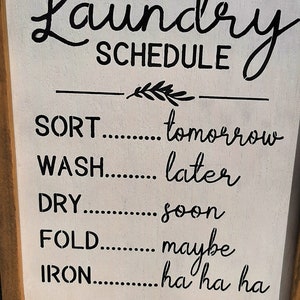 Laundry Schedule Sign, Funny Laundry Sign, Farmhouse Laundry Room Décor ...