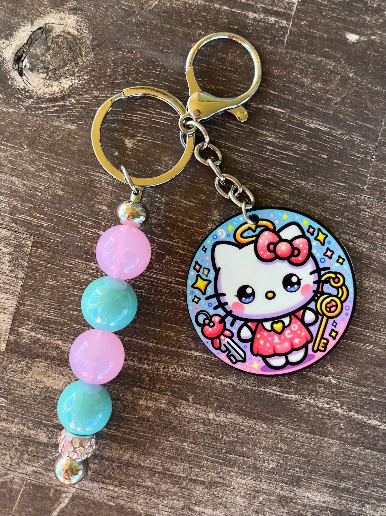Custom Handmade Hello Kitty Keychain | Beaded Keychain | School ...