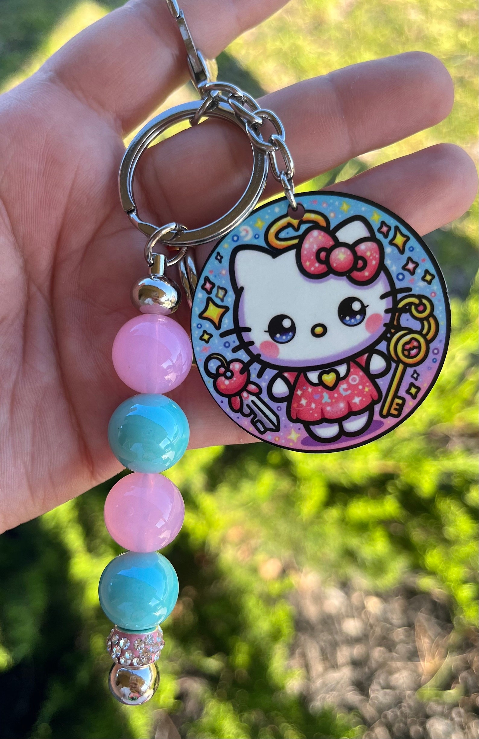 Custom Handmade Hello Kitty Keychain | Beaded Keychain | School ...
