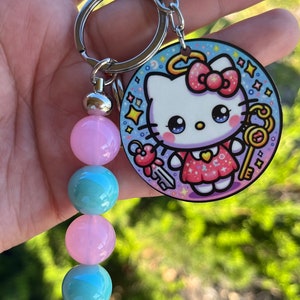 Custom Handmade Hello Kitty Keychain | Beaded Keychain | School ...