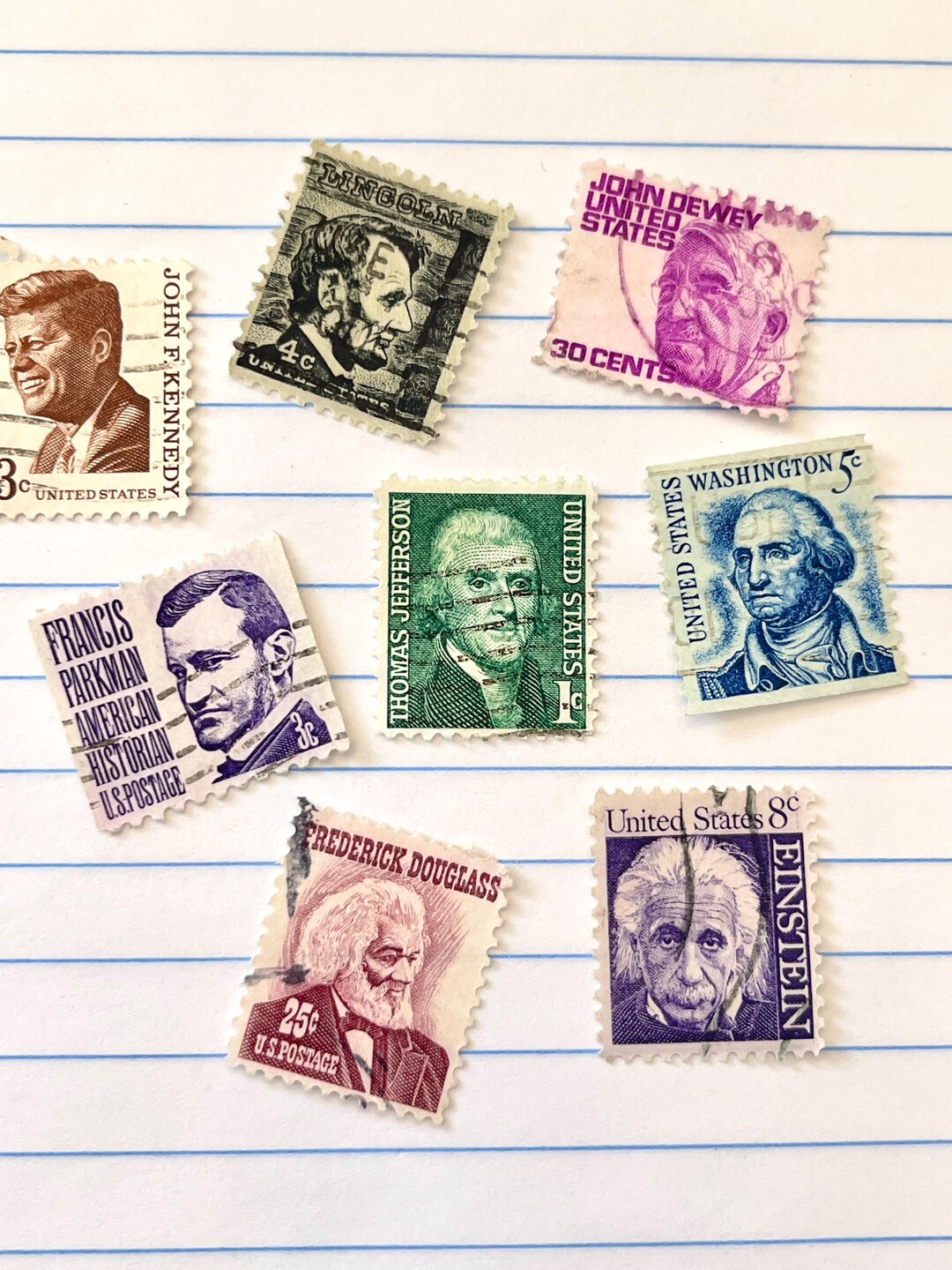 1960s Prominent Americans Series, 8 Postal Stamps, Dewey Lincoln ...