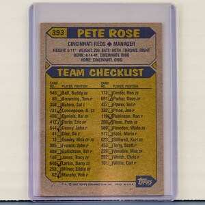 1987 Pete Rose Topps 393 Manager Error Parallel Pink Reds MLB Baseball ...